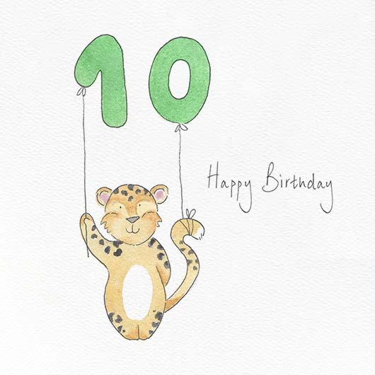 Happy 10th Birthday Card by Feather and Hare - Vibrant Home