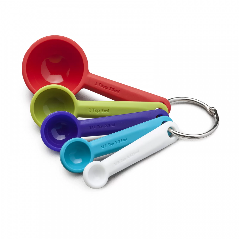 Set of 5 Bright Coloured Silicone Measuring Kitchen Spoons from CKS ...
