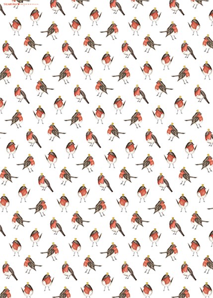 Christmas Robin Print Wrapping Paper - Vibrant Home