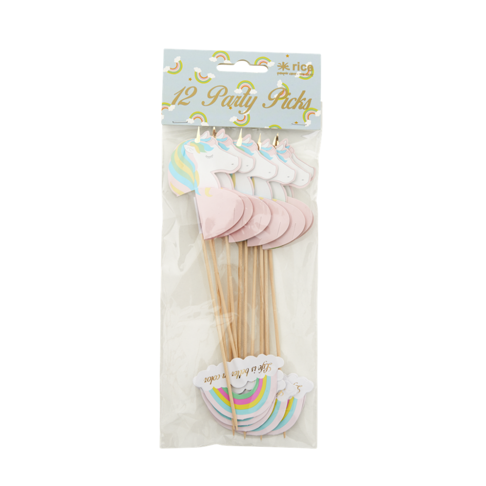 Set of 12 Unicorn & Rainbow Shaped Party Picks by Rice DK, Perfect as ...