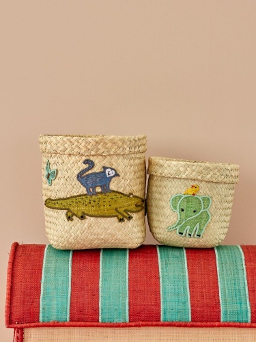 Colourful Childrens Raffia Toy Storage Baskets by Rice DK - Vibrant Home