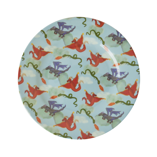 Dragon Print Melamine Side or Lunch Plate By Rice - Vibrant Home