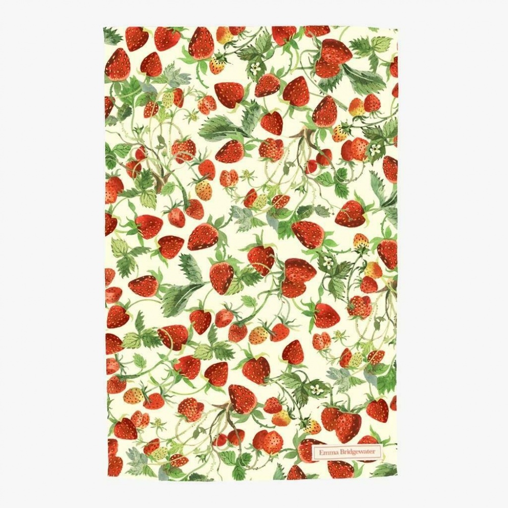 Emma Bridgewater Strawberry Print Cotton Tea Towel - Vibrant Home