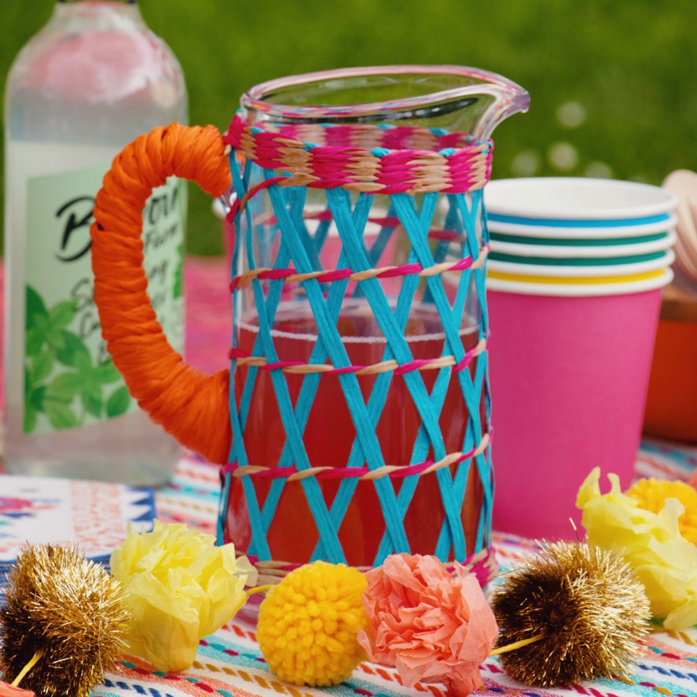 Glass Water Jug With Colourful Rattan By Talking Tables - Vibrant Home