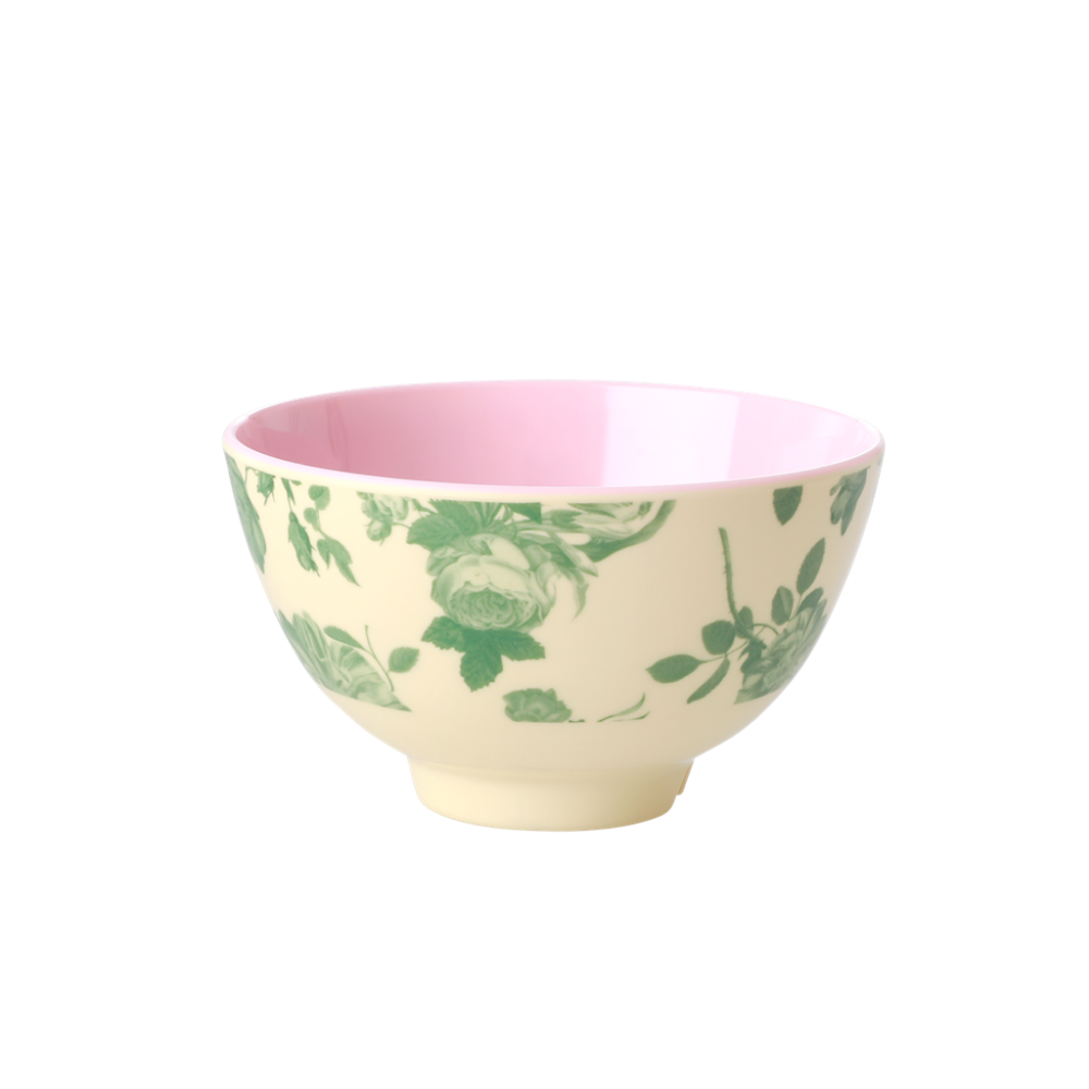 Green Rose Print Small Melamine Bowl Rice DK - Vibrant Home