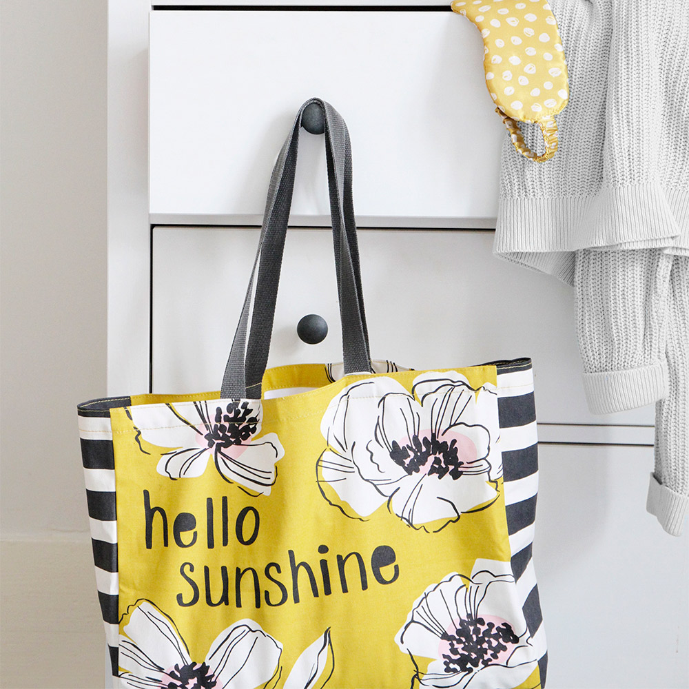 Hello Sunshine Cotton Canvas Large Tote Bag By Caroline Gardner ...
