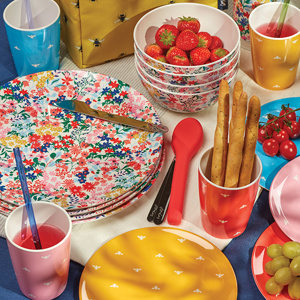 Set of 4 Melamine Cups By Joules, bright colours and Bee print ...