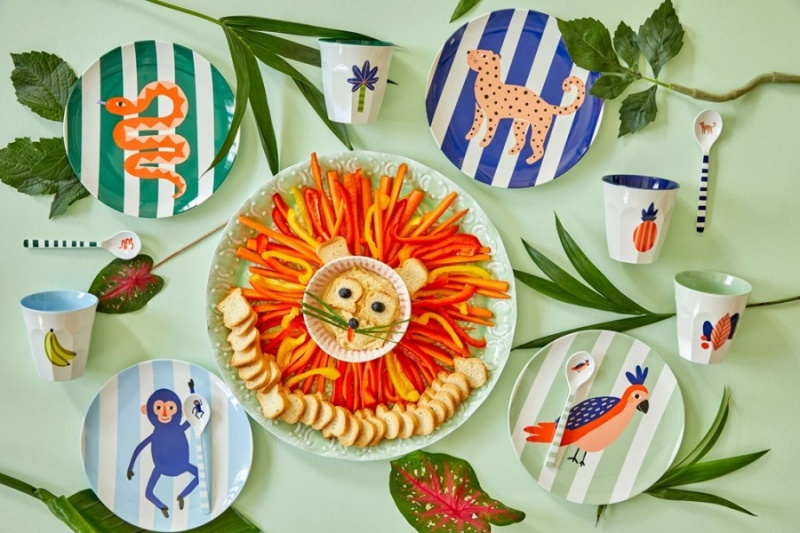 Kids Jungle Print Melamine Set for 4 By Rice DK - Vibrant Home