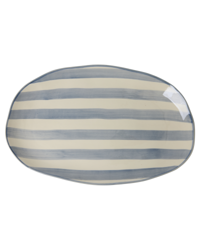 Large Handmade Ceramic Blue Serving Platter By Rice - Vibrant Home