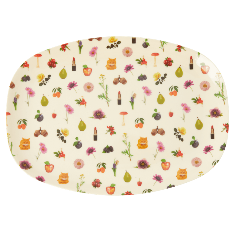 Lipstick Fall Print Rectangular Melamine Plate By Rice DK - Vibrant Home