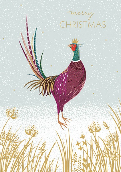 Merry Christmas Pheasant Card Sara Miller London - Vibrant Home