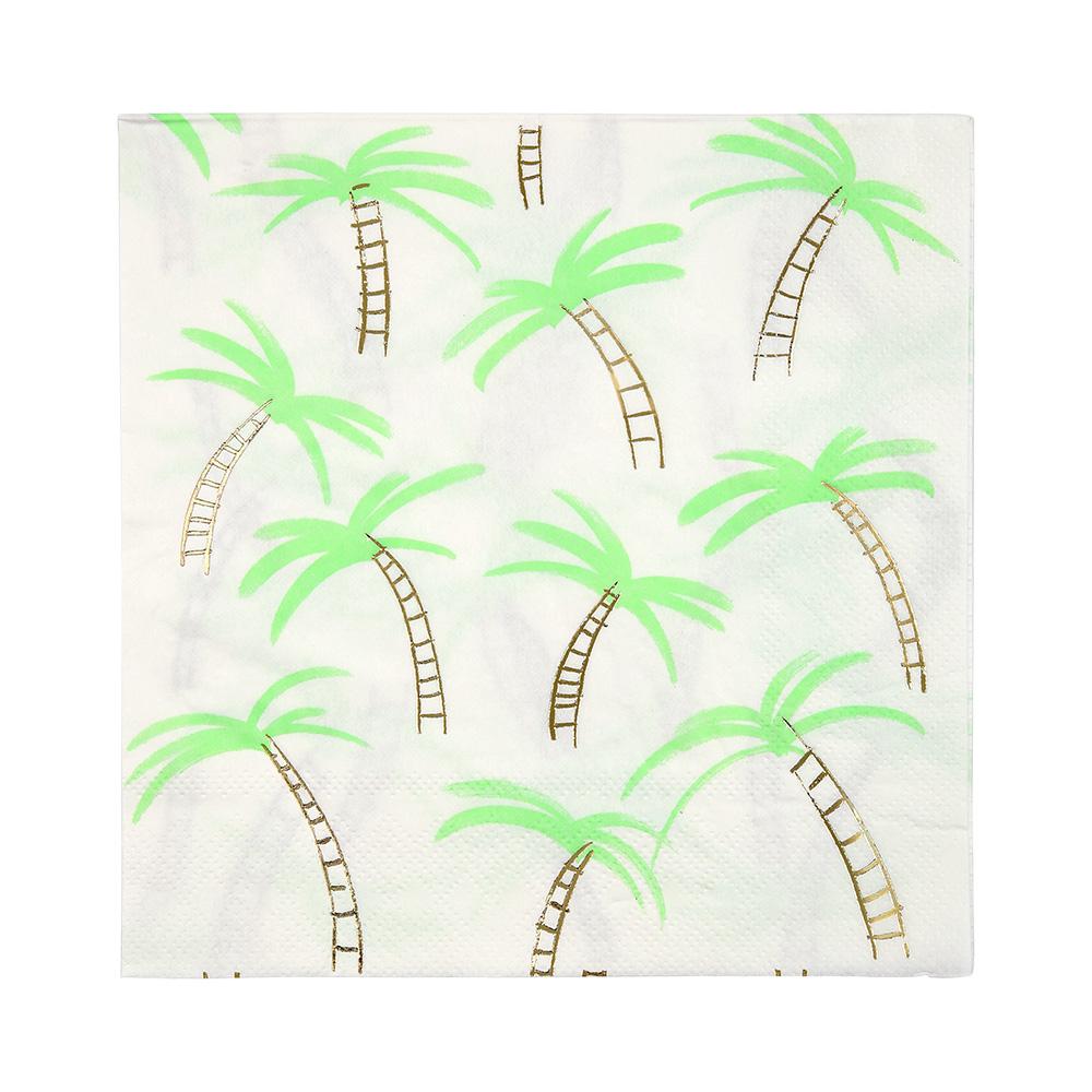 Palm Tree Print Large Paper Napkins By Meri Meri - Vibrant Home