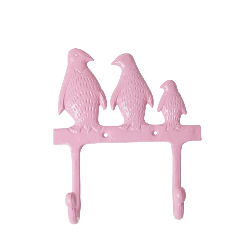 Pink Penguin Shaped Coloured Metal Hooks By Rice DK - Vibrant Home