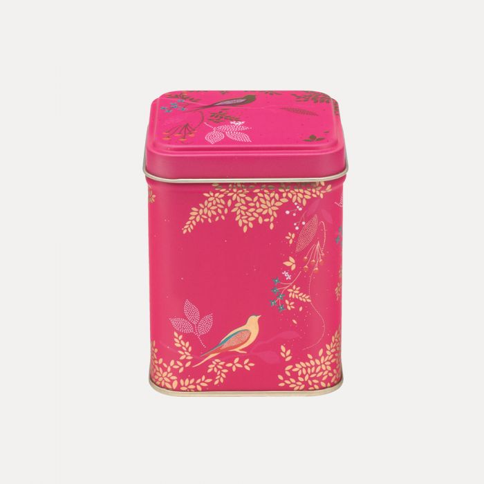 Pink Bird Print Small Square Tin By Sara Miller - Vibrant Home