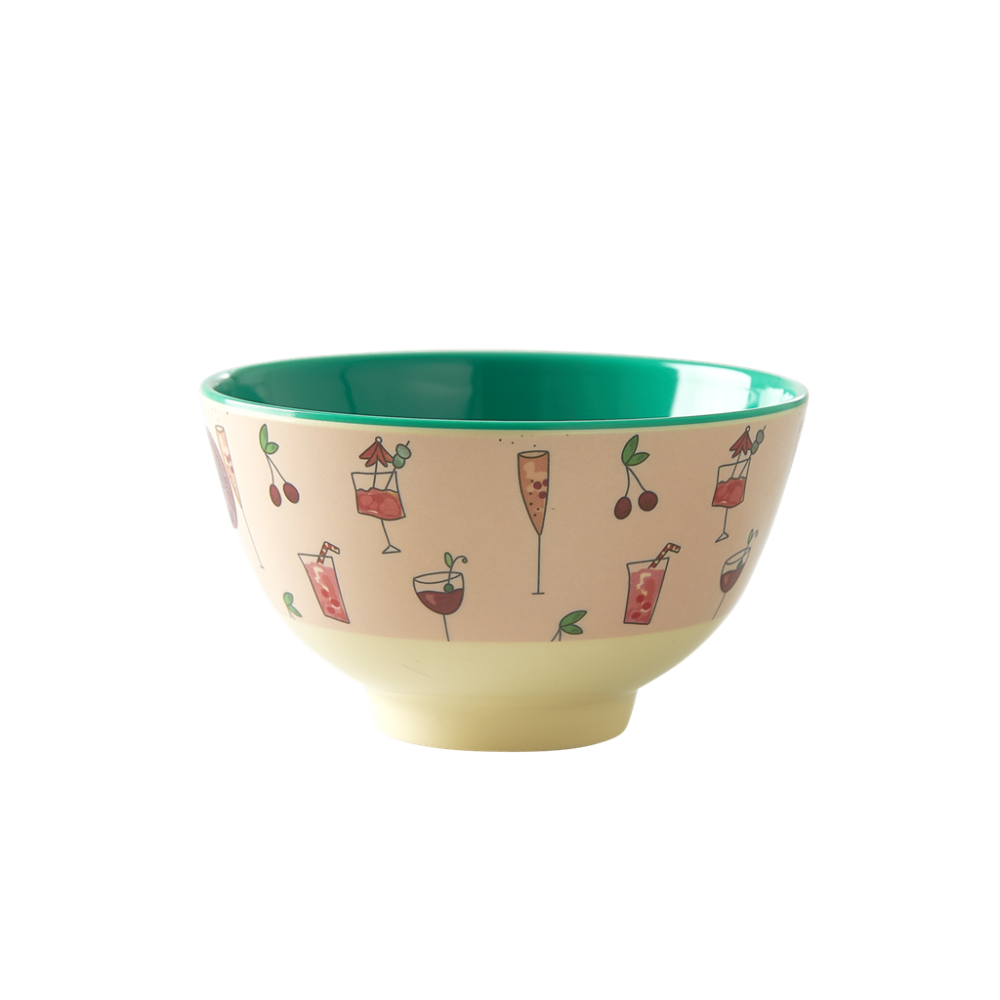 Pink Cocktail Print Small Melamine Bowl Rice DK - Vibrant Home