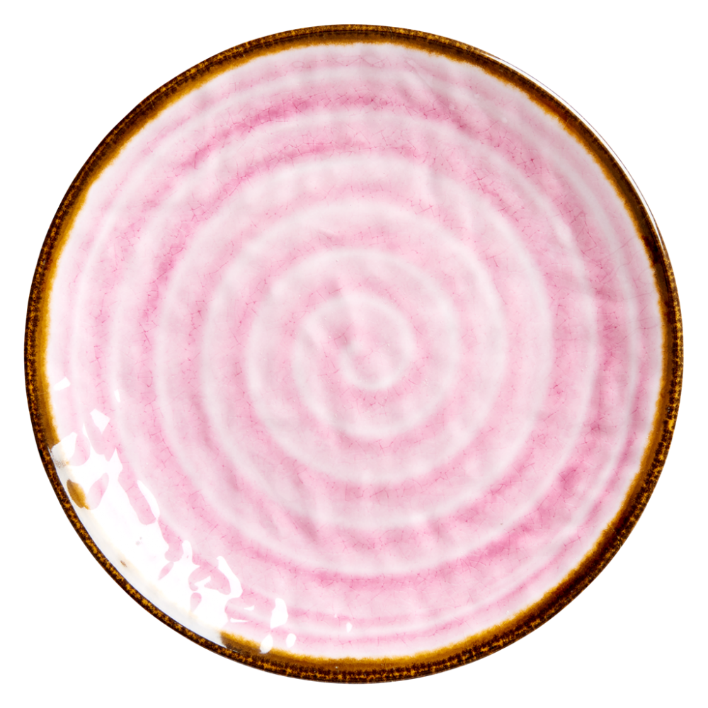 Pink Melamine Plate with a Swirl Print Rice DK - Vibrant Home