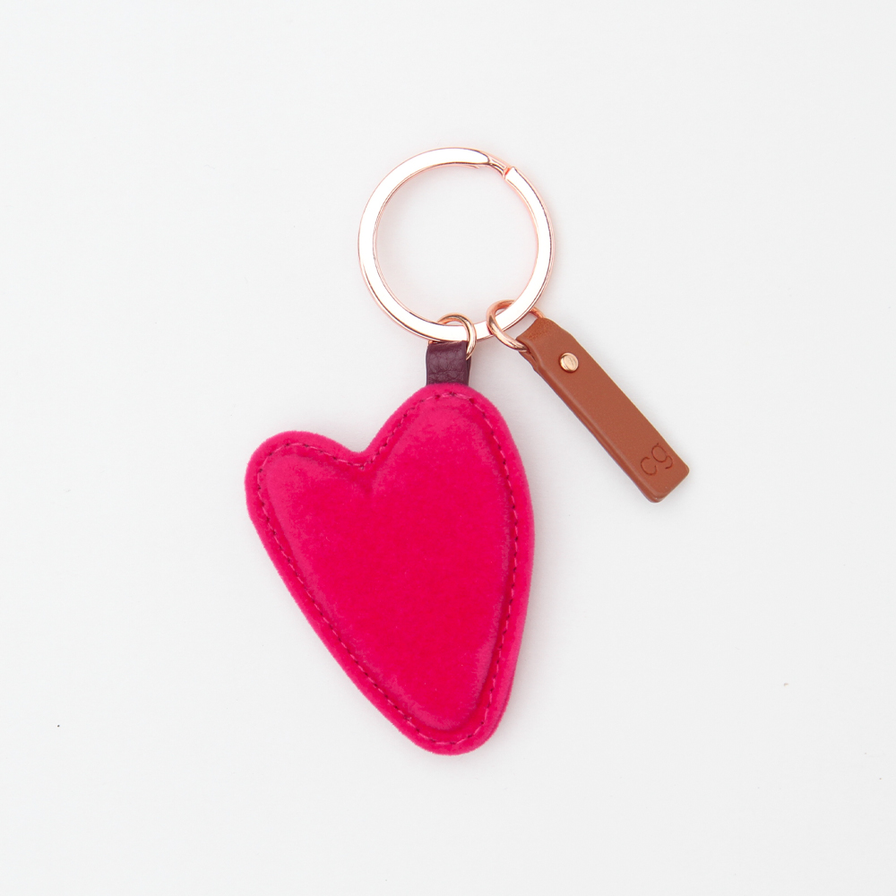 Pink Velvet Heart Shaped Keyring By Caroline Gardner - Vibrant Home