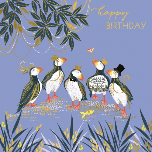 Puffins Birthday Card By Sara Miller London - Vibrant Home