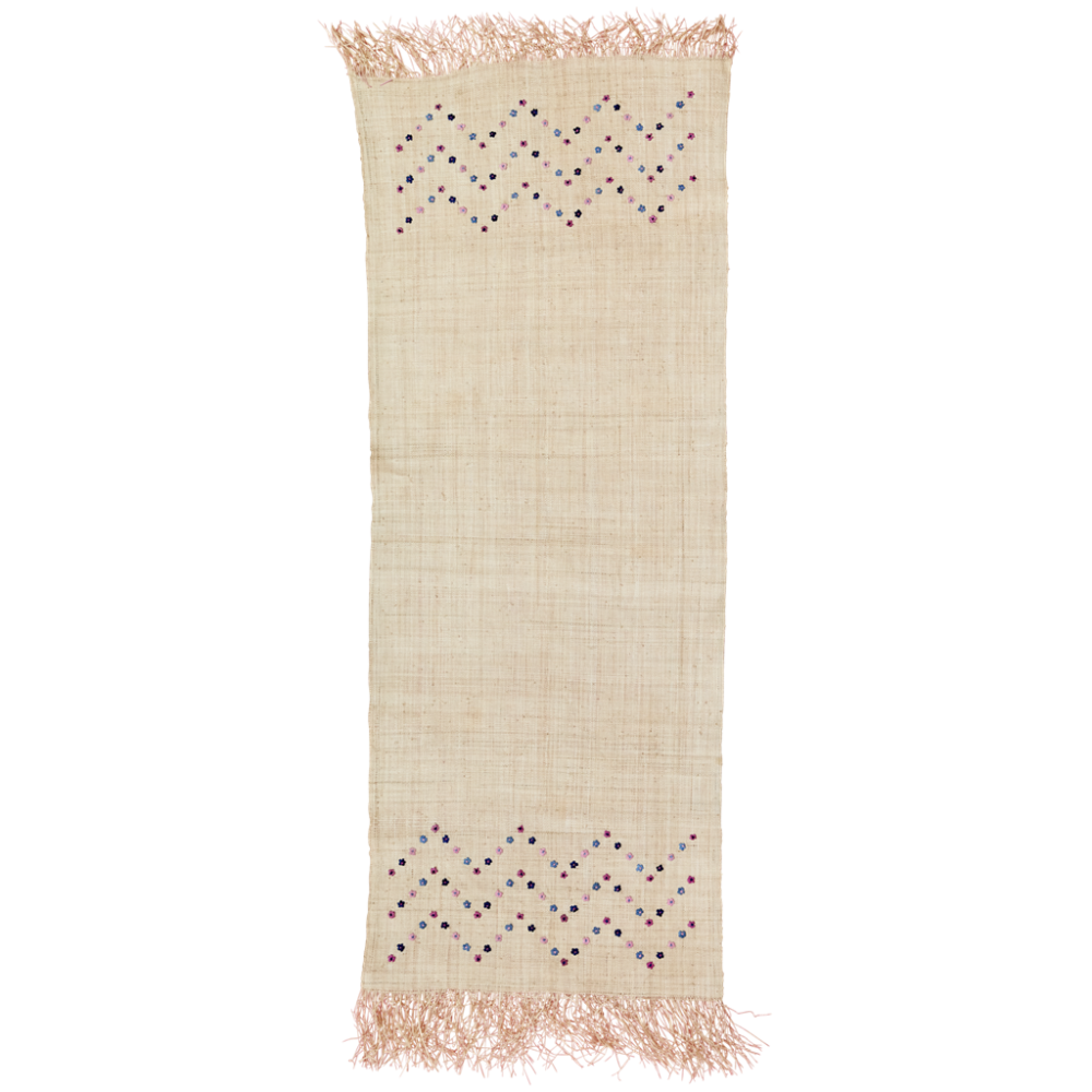 Raffia Table Runner with Embroidered Flowers By Rice DK - Vibrant Home