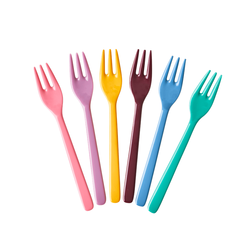 Set of 6 Melamine Forks Dance Out Colours Rice DK - Vibrant Home