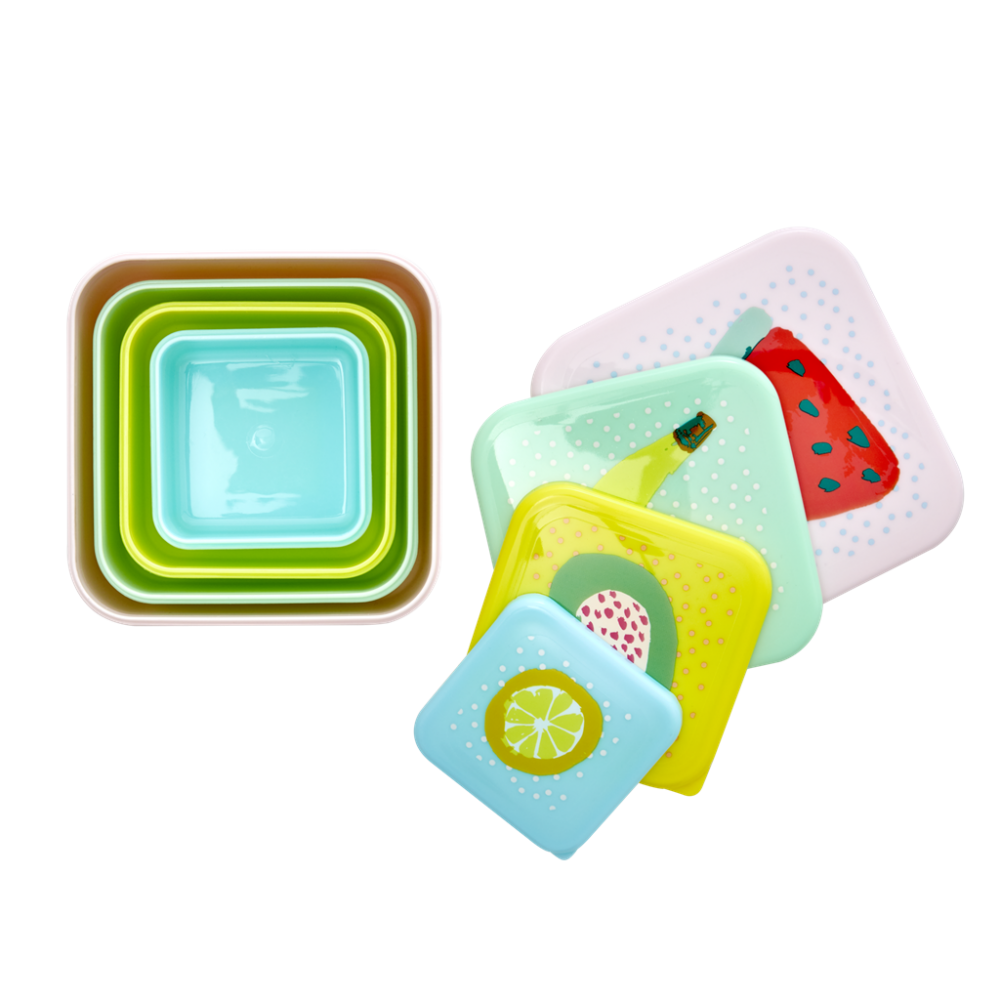 Set of 4 Watercolour Splash Print Snack Boxes By Rice DK - Vibrant Home