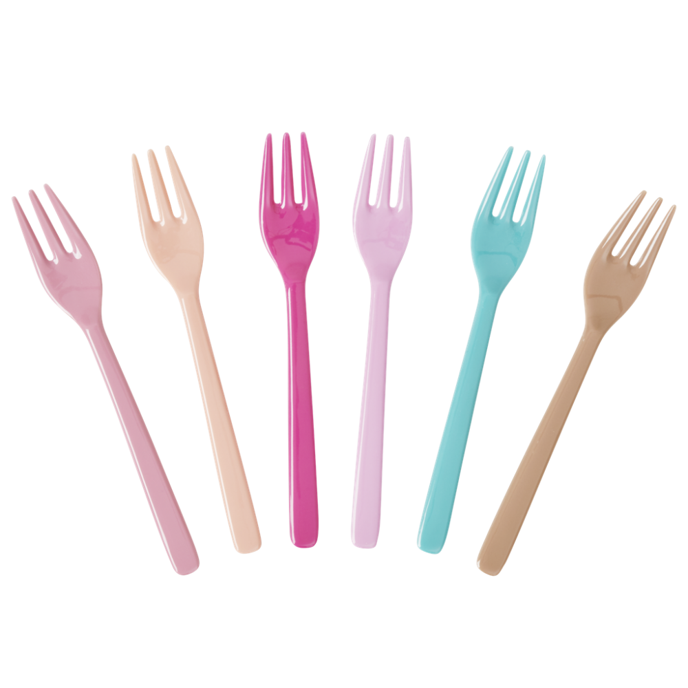 Set of 6 LBC Coloured Melamine Forks Rice DK - Vibrant Home