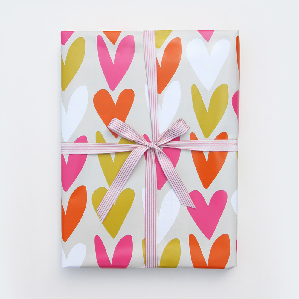 Caroline Gardner Heart Print Wrapping Paper - Vibrant Home
