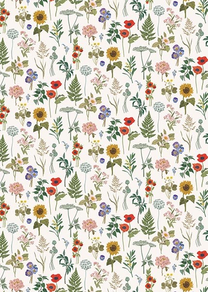 Sunflower and Floral Print Wrapping Paper - Vibrant Home