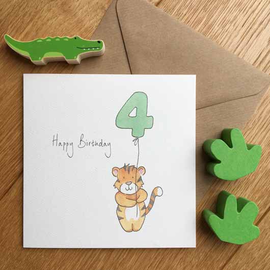 Happy 4th Birthday Card by Feather and Hare - Vibrant Home
