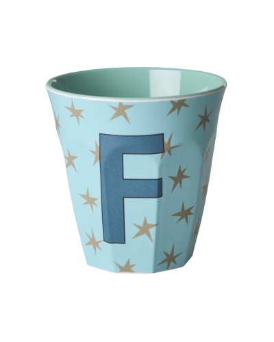 Alphabet Melamine Cup Letter F with Brown Stars by Rice DK - Vibrant Home
