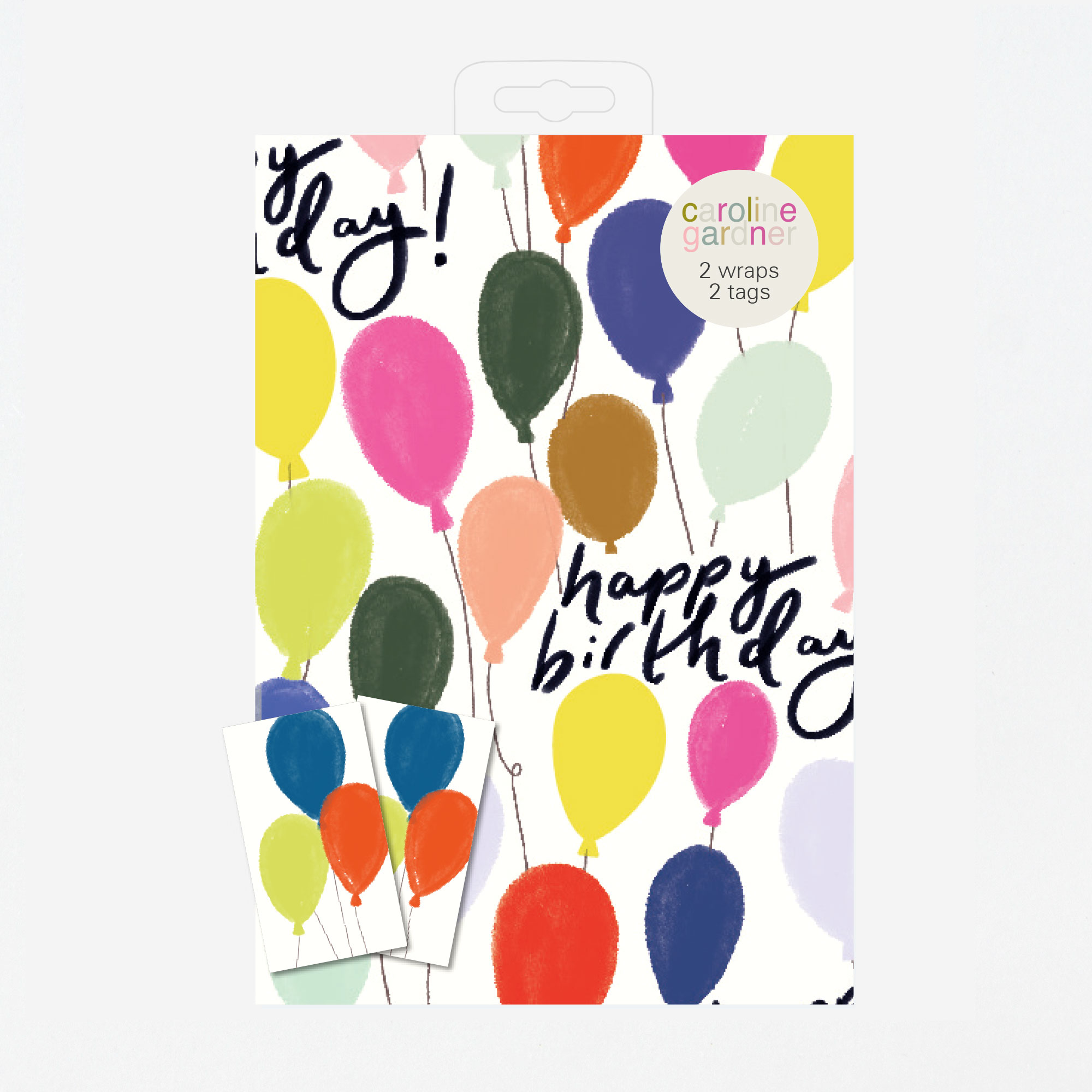 Balloon Print Wrapping Paper & Tag Set By Caroline Gardner - Vibrant Home