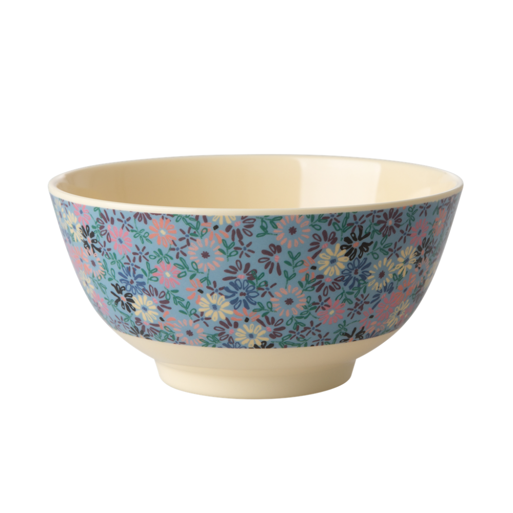 Small Blue Flower Print Melamine Bowl Rice DK - Vibrant Home