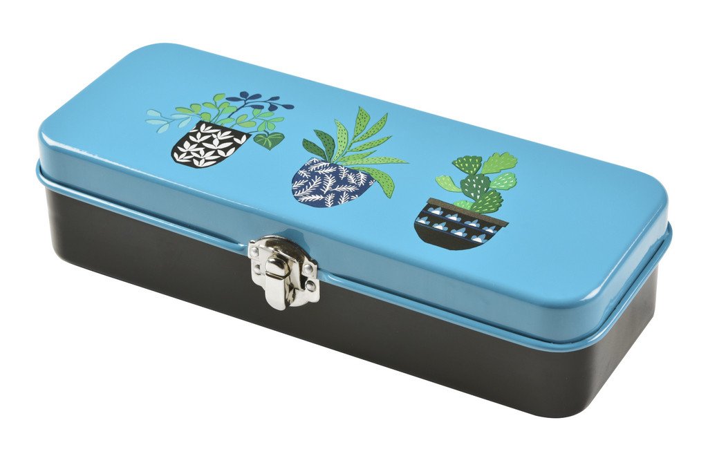 Brie Harrison Print Blue Enamel Storage Tin - Vibrant Home