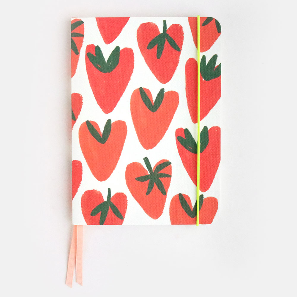 Caroline Gardner Strawberry Heart Print A5 Notebook - Vibrant Home