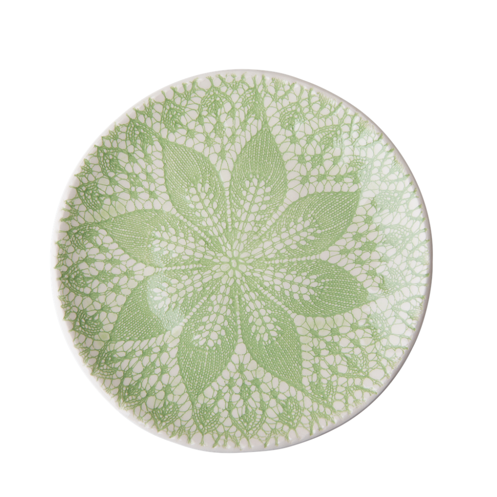 Ceramic Lunch Plate Pastel Green Lace Embossing Print By Rice DK ...