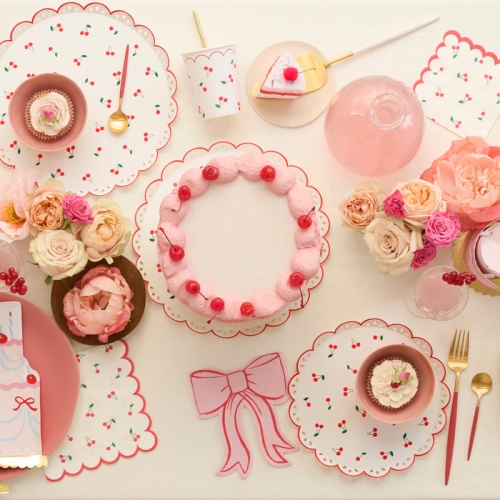 Cherry Print Small Paper Plates By Meri Meri - Vibrant Home
