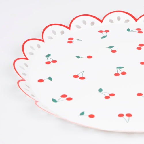 Cherry Print Small Paper Plates By Meri Meri - Vibrant Home