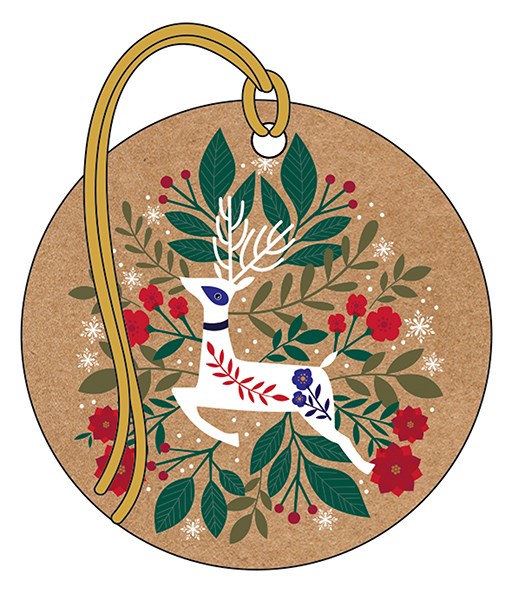 Round Reindeer Christmas Gift Tags, Set of 4 - Vibrant Home