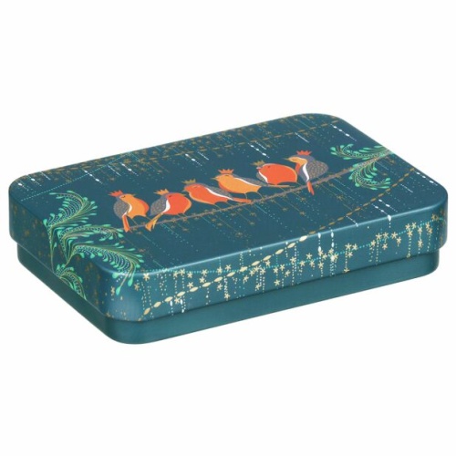 Christmas Robins Print Small Rectangular Tins By Sara Miller - Vibrant Home