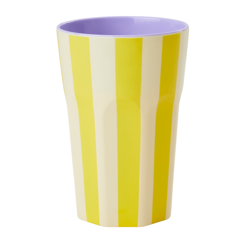 Cream with Yellow Stripes Print Melamine Tall Cup By Rice DK - Vibrant Home