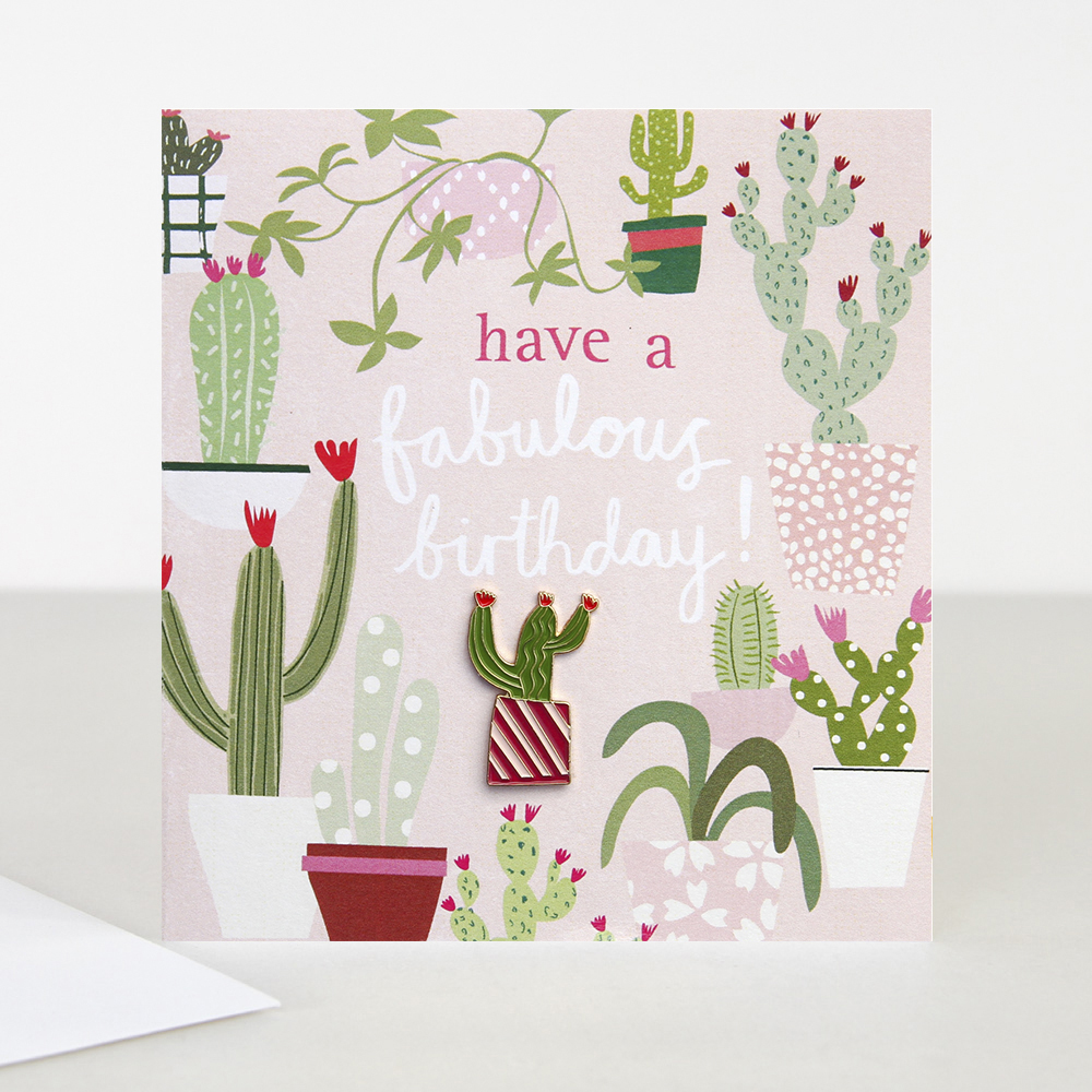 Cactus Birthday Card with Enamel Cactus Pin By Caroline Gardner ...