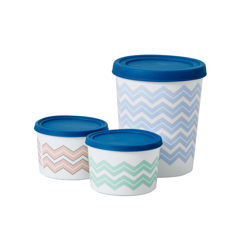 Set of 3 Round Plastic Food Containers Silicone Lids By Rice DK ...