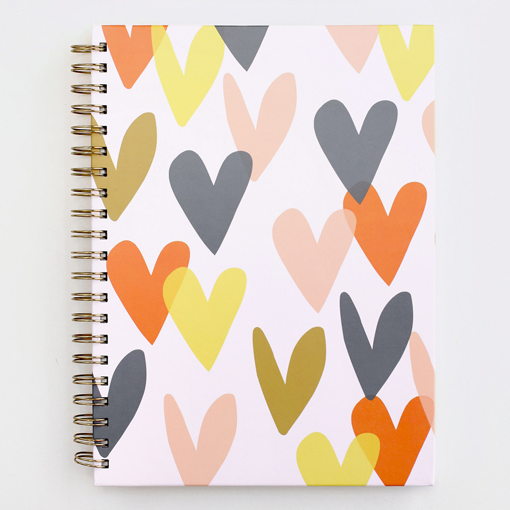 Falling Heart Print Spiral Notebook By Caroline Gardner - Vibrant Home