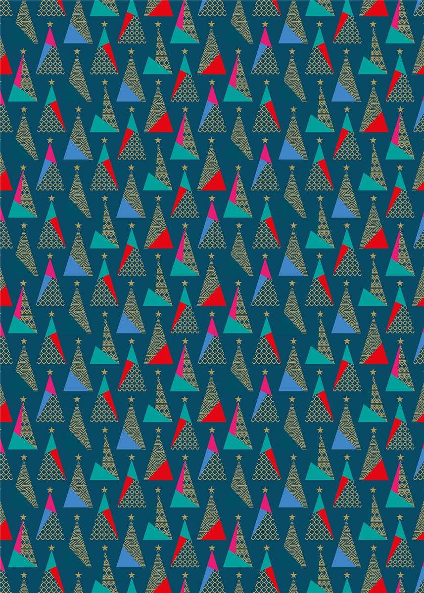 Colourful Geo Christmas Tree Print Wrapping Paper - Vibrant Home