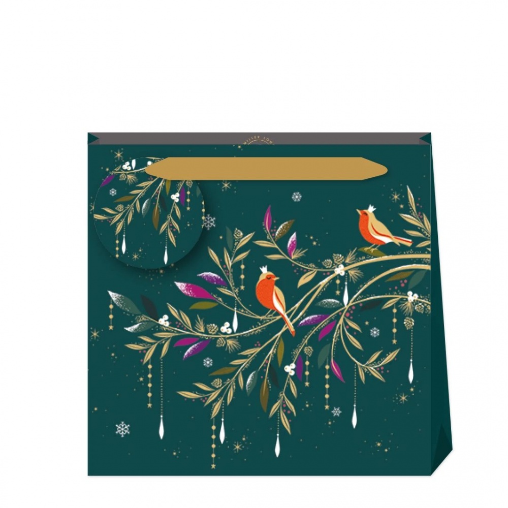 Sara Miller London Robin Teal Background Luxury Gift Bag - Vibrant Home