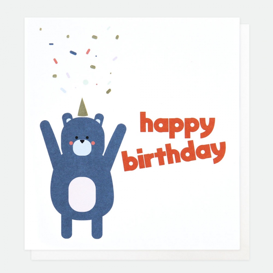 Happy Birthday Bear Card By Caroline Gardner - Vibrant Home