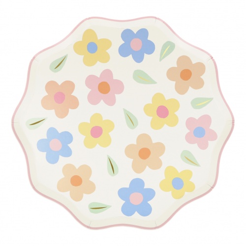 Happy Flower Print Paper Side Plates By Meri Meri - Vibrant Home