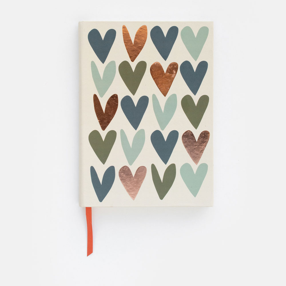 Heart Print Hardback Notebook By Caroline Gardner - Vibrant Home