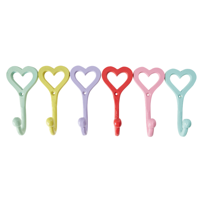 Coloured Heart Shaped Metal Hooks By Rice DK - Vibrant Home