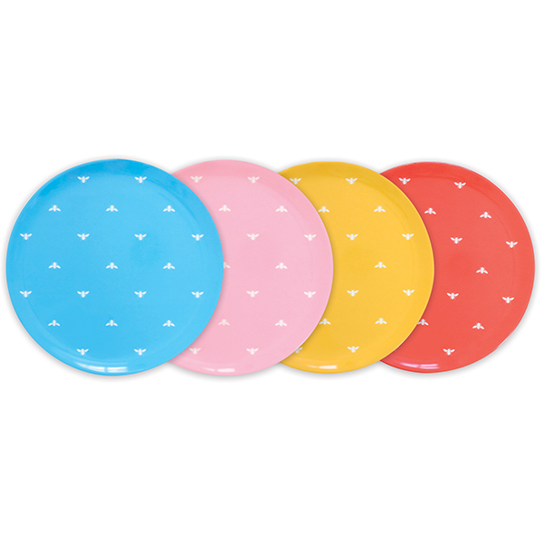 Set of 4 Melamine Side Plates By Joules in bright colours - Vibrant Home